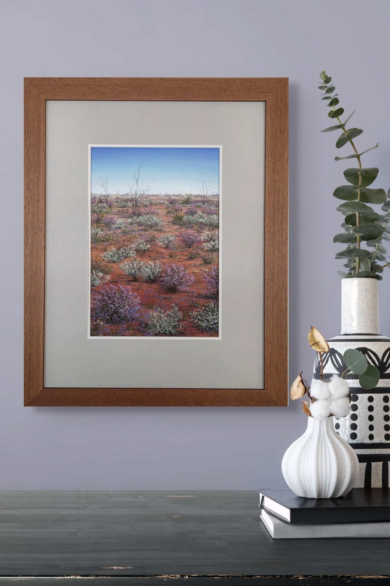 Sand Sage and Firebush with Native Blue Cornflowers - Back O Bourke Gallery